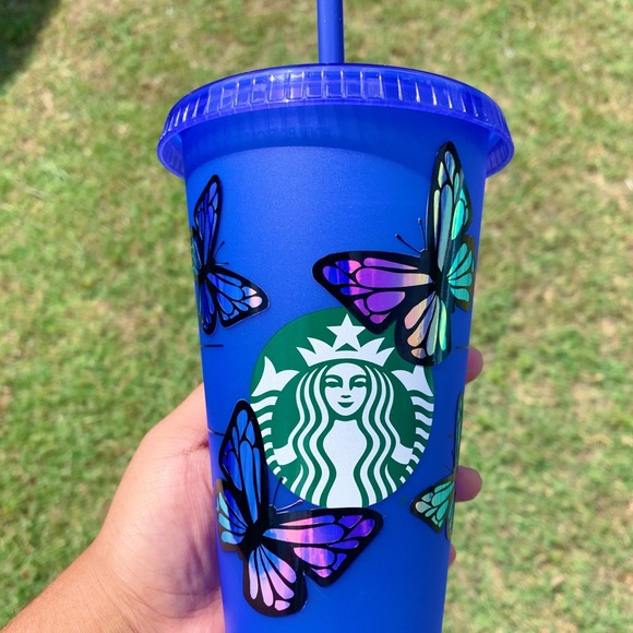Starbucks | Other | Butterflies On Blue Starbucks Color Changing Cup ...